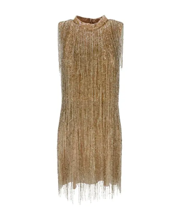 Dior Embellished Mini Dress With Tassels - Brown