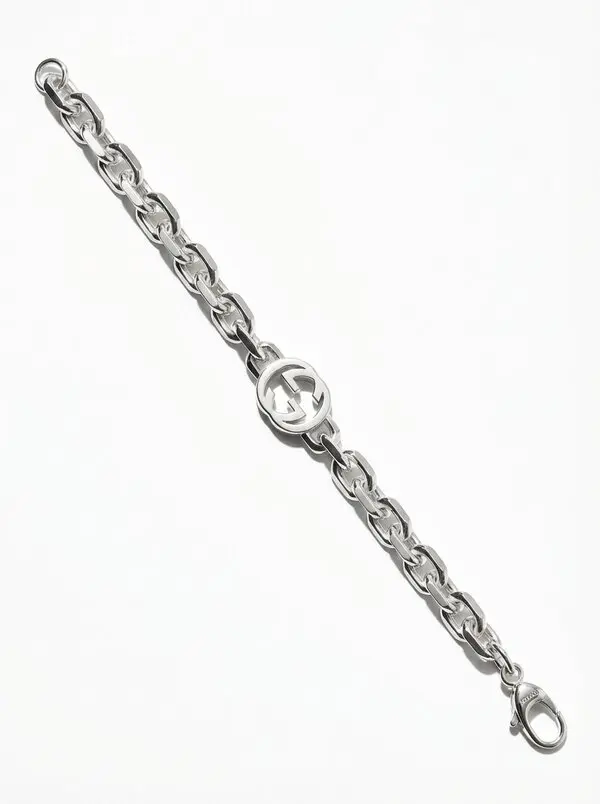 Gucci Interlocking G Sterling Silver Chain Bracelet - Gray