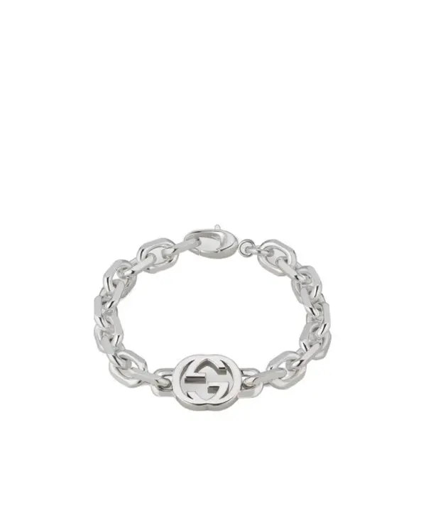 Gucci Interlocking G Sterling Silver Chain Bracelet - Gray