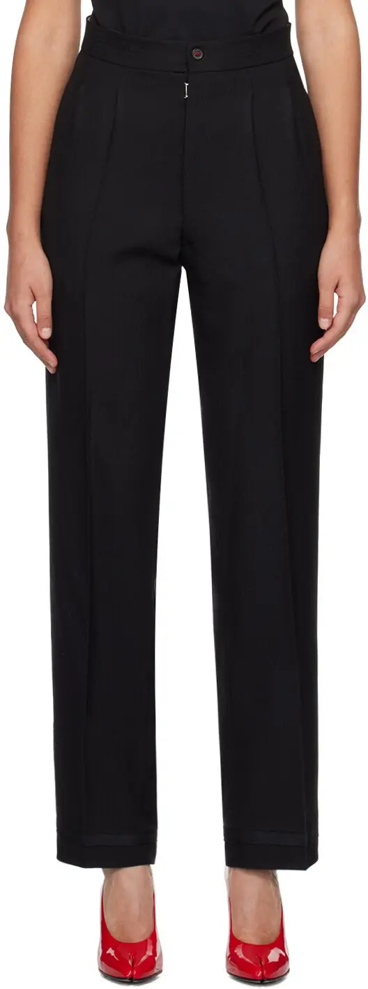 MAISON MARGIELA High-waist Herringbone Wool Trousers