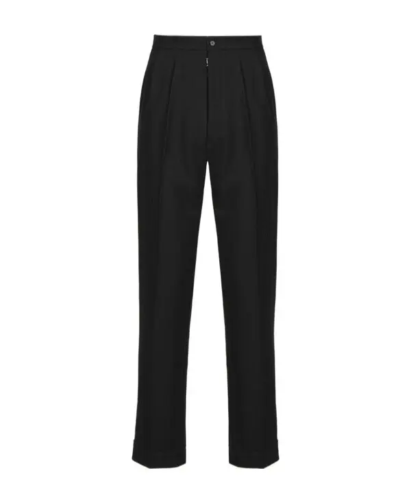 MAISON MARGIELA High-waist Herringbone Wool Trousers - Black