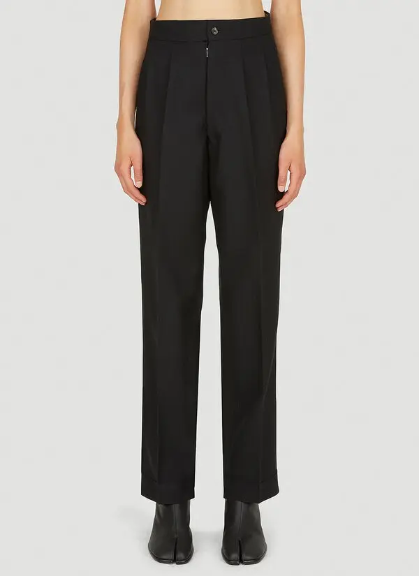 MAISON MARGIELA High-waist Herringbone Wool Trousers