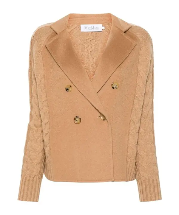 Max Mara Micio Double-breasted Cable-knit Cardigan - Camel