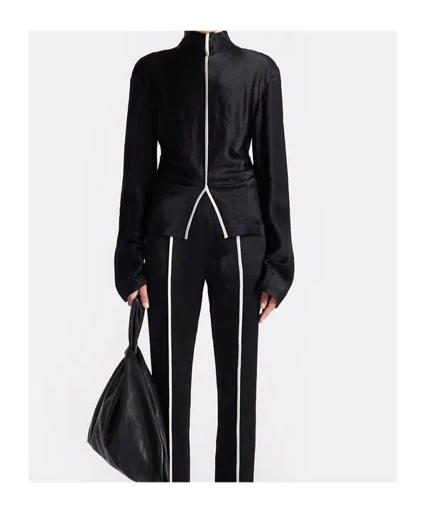 Nanushka Domini Crinkled-satin Turtleneck Top