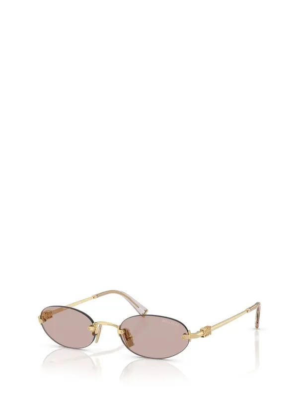 Miu Miu Oval Frame Sunglasses - Nude