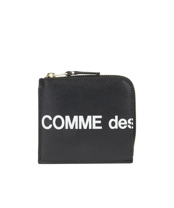Comme Des Garçons Comme Des Garons Wallet Logo Printed Zipped Wallet - Black