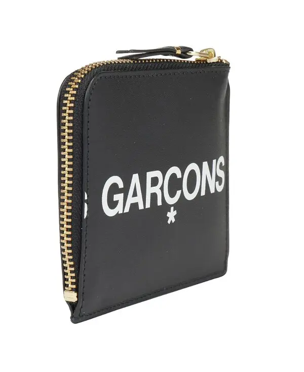 Comme Des Garçons Comme Des Garons Wallet Logo Printed Zipped Wallet - Black