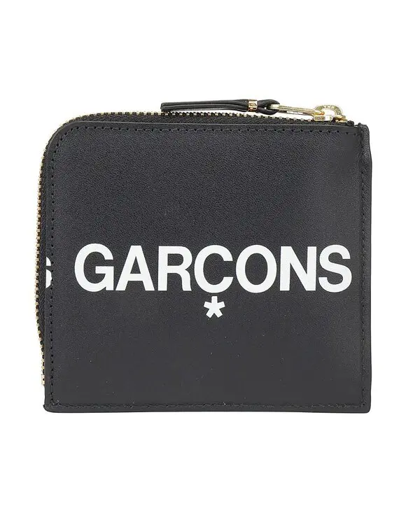 Comme Des Garçons Comme Des Garons Wallet Logo Printed Zipped Wallet - Black