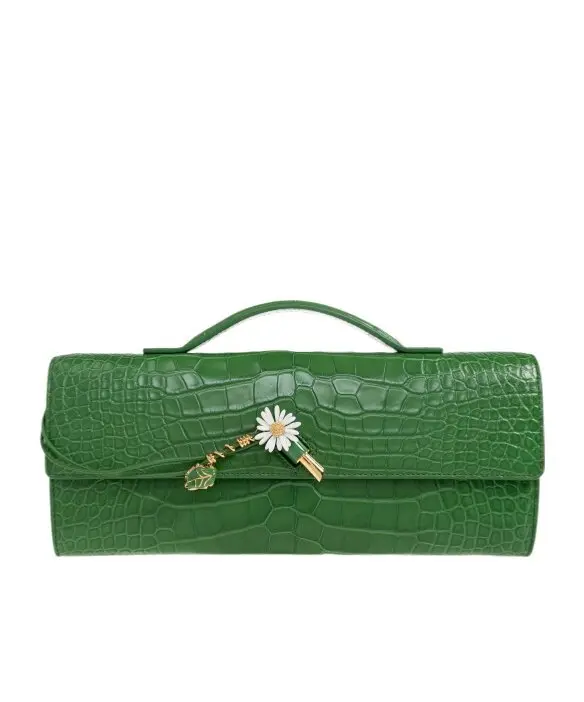 Bottega Veneta Daisy Flower Flap Clutch - Green