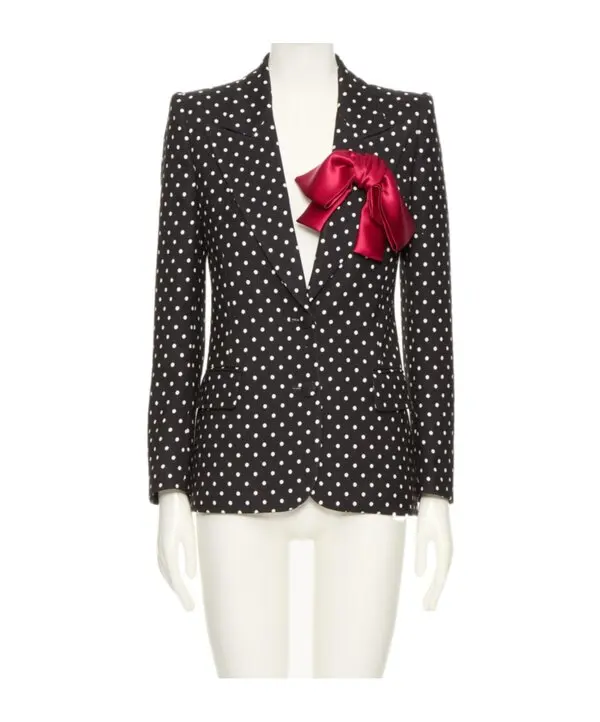 Valentino Garavani Polka Dot Printed Blazer - Black