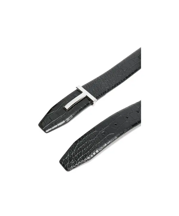 TOM FORD Embossed Reversible Belt With T-shaped Logo - Black