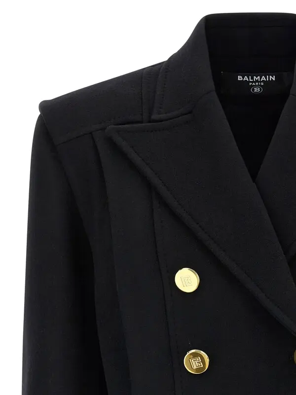 Balmain Peak-lapel Belted Coat