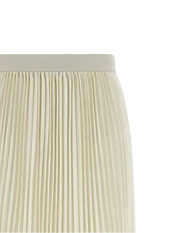 TWINSET Pleated Maxi Skirt With Logo Waistband