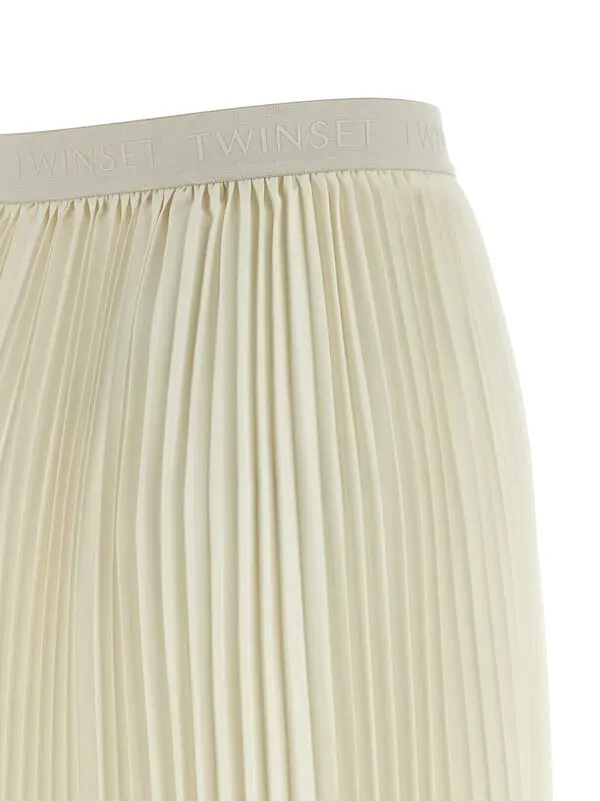 TWINSET Pleated Maxi Skirt With Logo Waistband