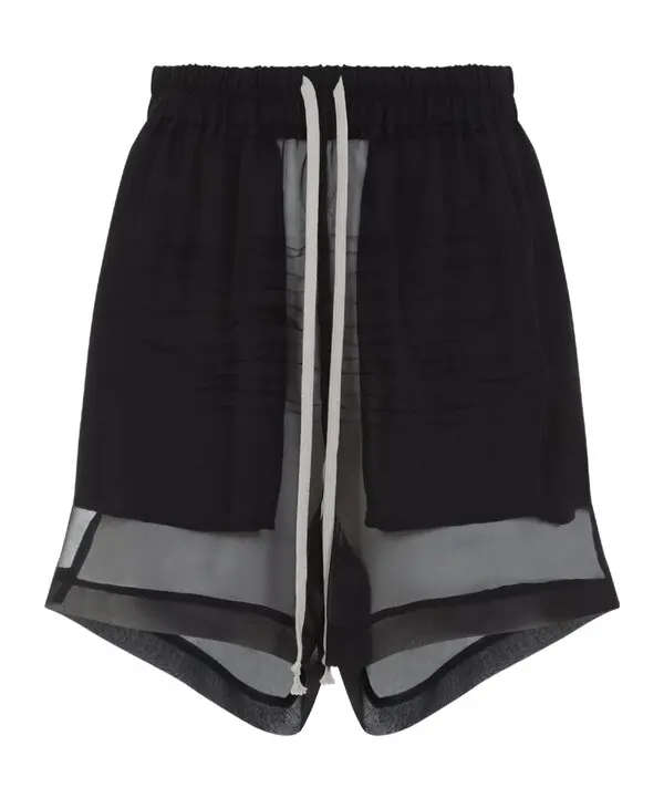 Rick Owens Semi-sheer Wide Leg Shorts - Black