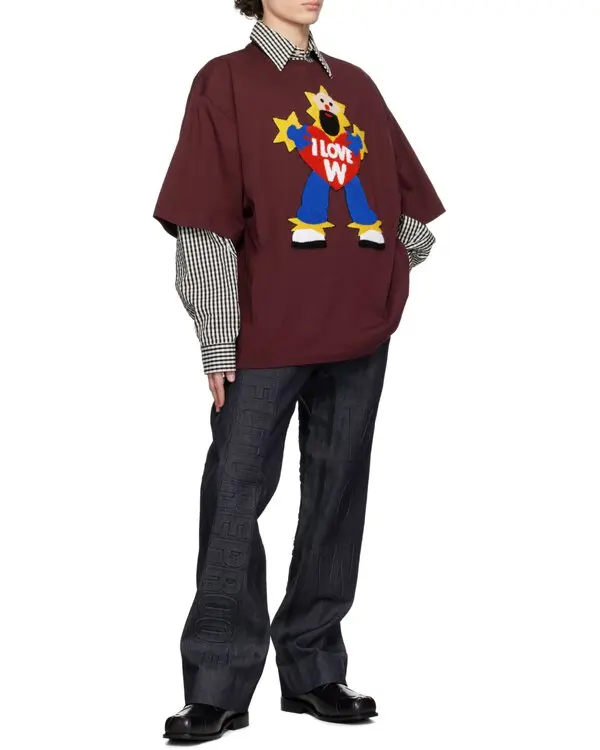 WALTER VAN BEIRENDONCK Embossed Straight-leg Jeans