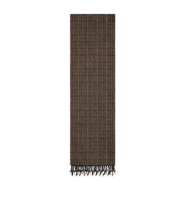 Celine Scarf In Checked Cashmere - Camel/brown