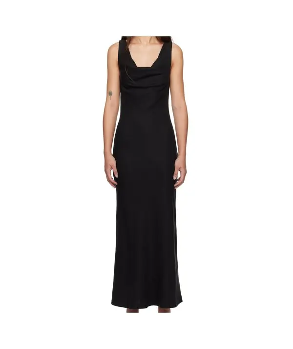 ST. AGNI Double Drape Maxi Dress - Black