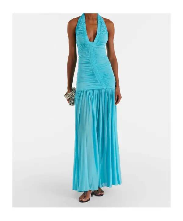 Christopher Esber Ruched Jersey Maxi Dress - Blue