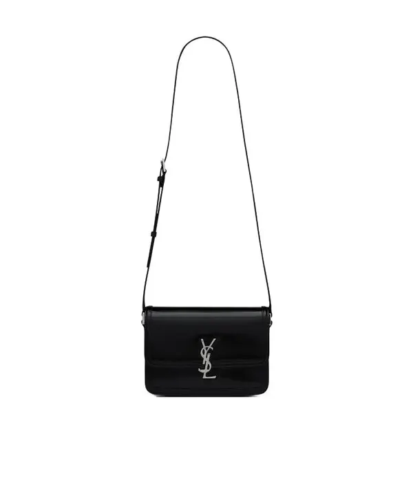 Saint Laurent Solferino Logo Plaque Medium Shoulder Bag - Black