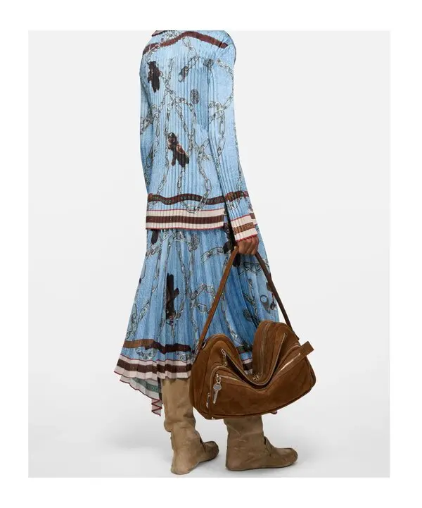 Acne Studios Pleated Midi Skirt With All-over Print