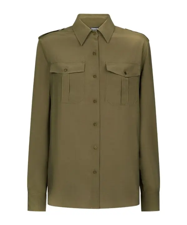 DONDUP Spread Collar Shirt With Flap Pockets - Green