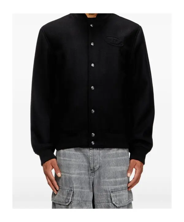 DIESEL® Embroidered Logo Bomber Jacket - Black