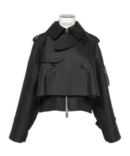 Sacai Layered Cropped Jacket - Black