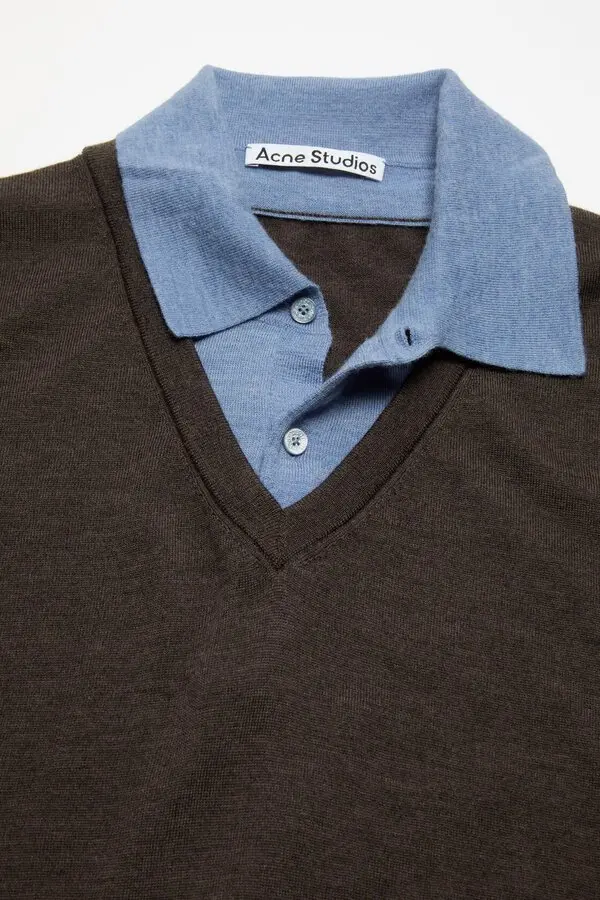 Acne Studios Layered Knit Jumper With Polo Collar