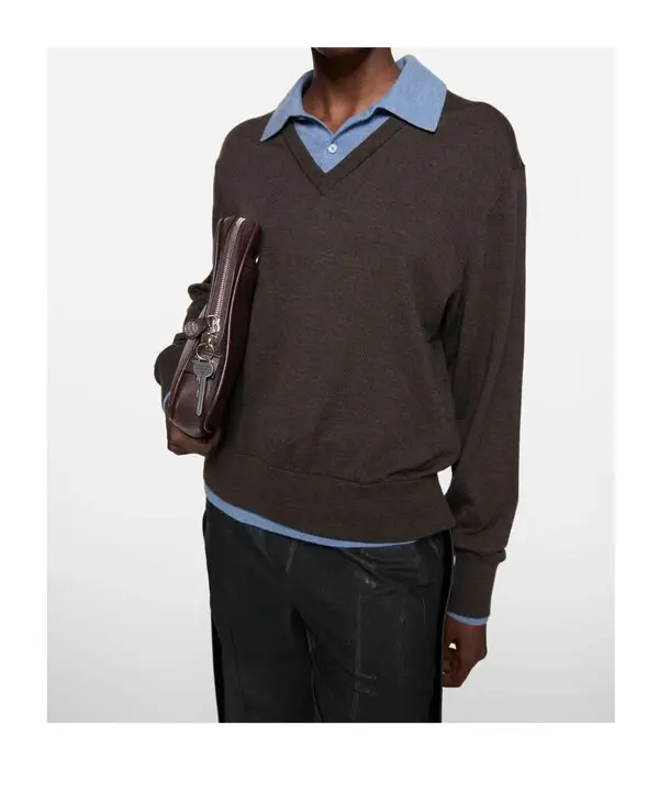 Acne Studios Layered Knit Jumper With Polo Collar
