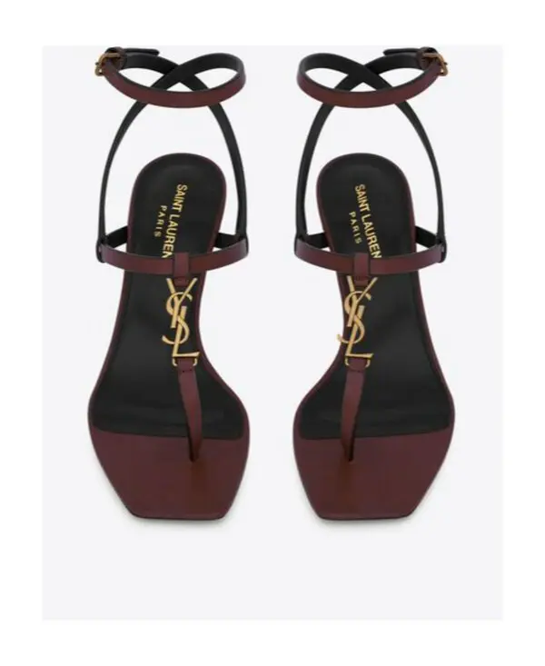 Saint Laurent Cassandra Sandals In Smooth Leather - Brown