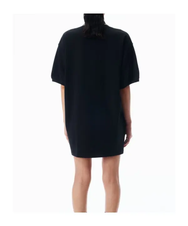 Alexander Wang Short-sleeved Polo Mini Dress With Blouson Sleeves - Black