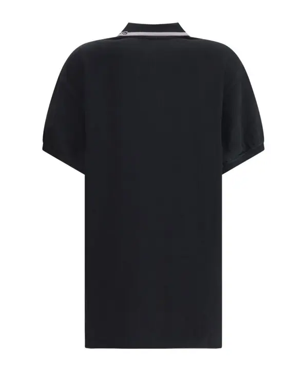 Alexander Wang Short-sleeved Polo Mini Dress With Blouson Sleeves - Black