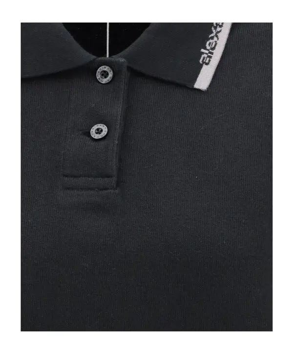 Alexander Wang Short-sleeved Polo Mini Dress With Blouson Sleeves - Black