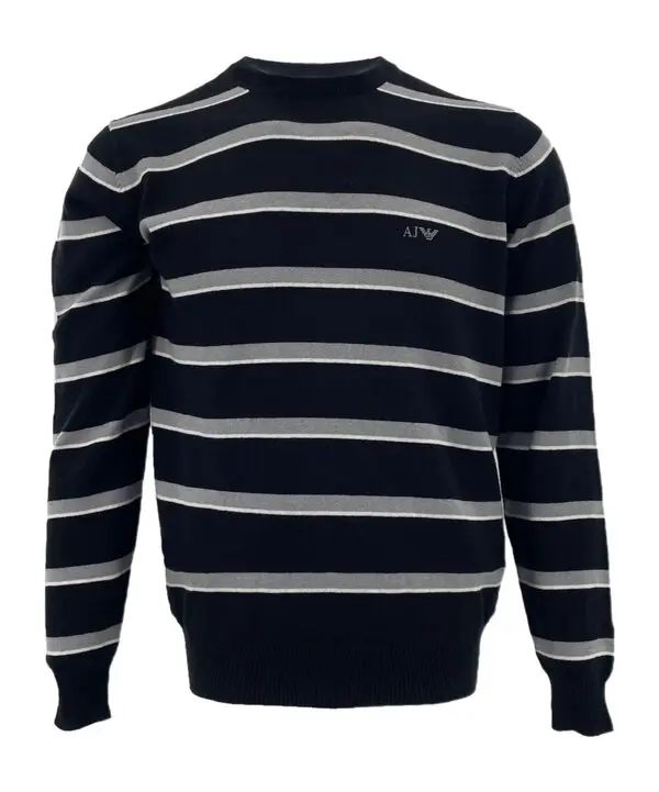 Emporio Armani Striped Long Sleeve Sweater - Black