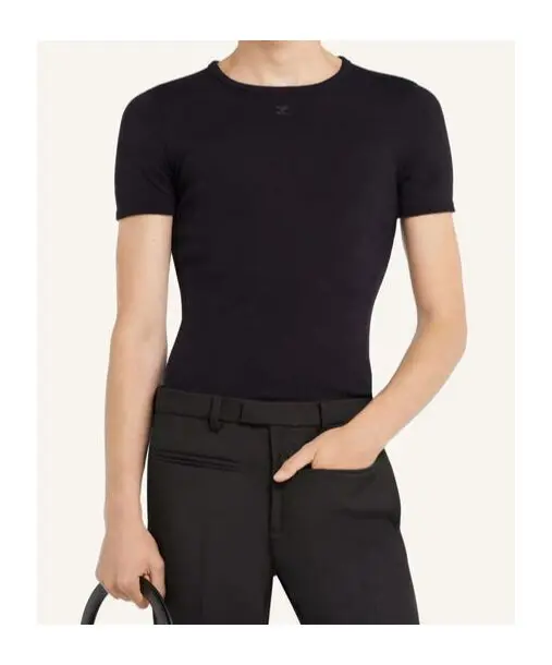 COURREGES Courrèges Logo Crew Neck T-shirt - Black