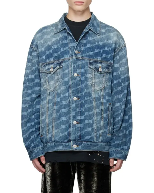 Balenciaga Bb Monogram Denim Jacket - Blue