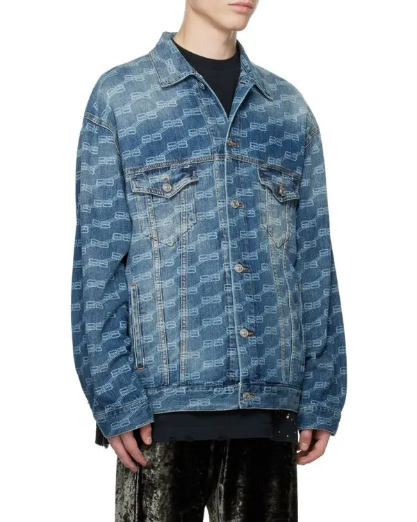 Balenciaga Bb Monogram Denim Jacket - Blue