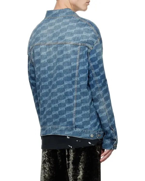 Balenciaga Bb Monogram Denim Jacket - Blue