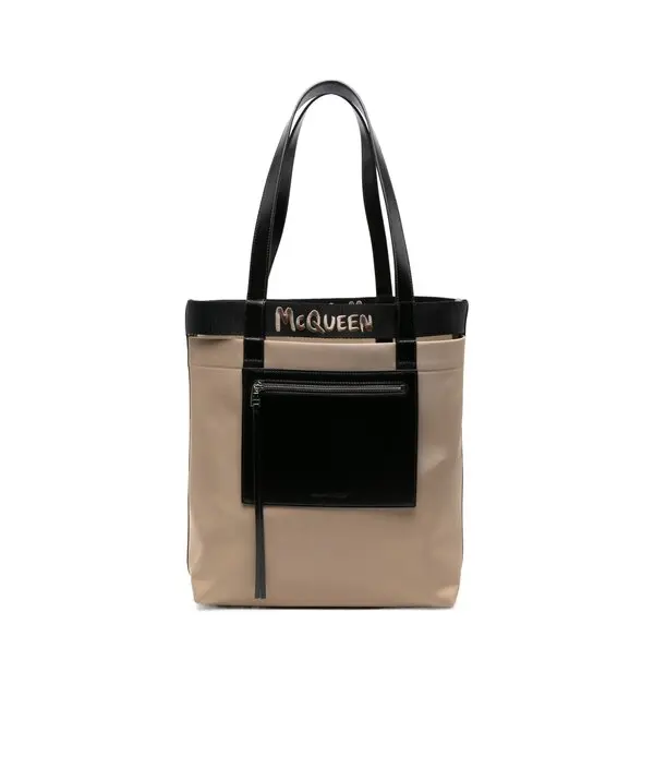 Alexander McQueen Logo Embroidered Tote Bag - Black