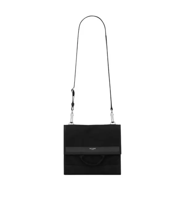 Saint Laurent City Flap Logo Detailed Clutch Bag - Black