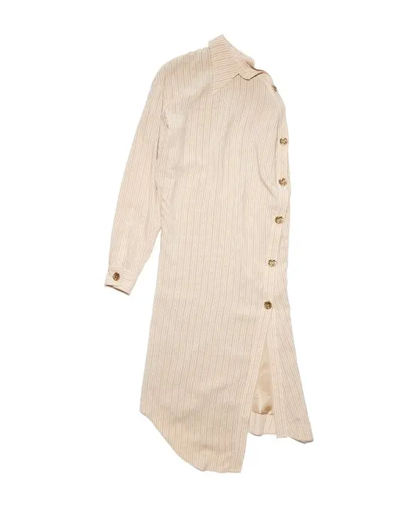 Acne Studios Pinstriped One-shoulder Shirt Dress - Beige/brown