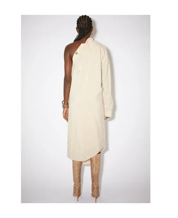 Acne Studios Asymmetrical Pinstriped One-shoulder Shirt Dress