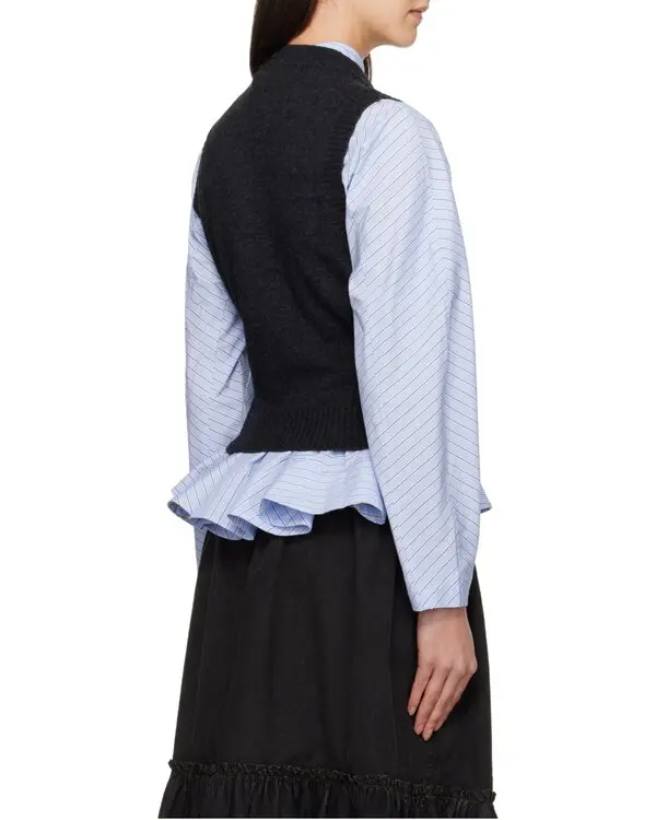 GANNI Wool Vest With Floral Motif