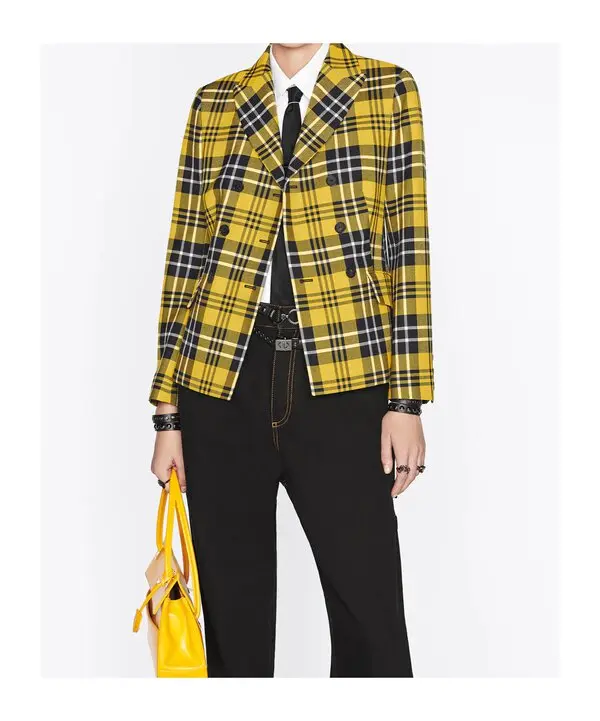 Dior Double-breasted Checked Wool Jacket