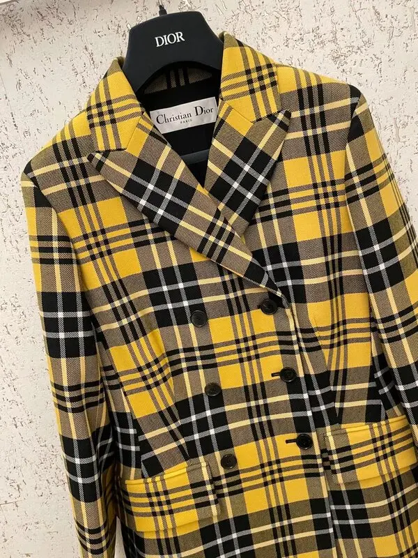 Dior Double-breasted Checked Wool Jacket
