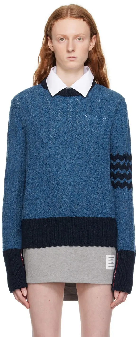 Thom Browne 4-bar Striped Wool Sweater - Dark Blue