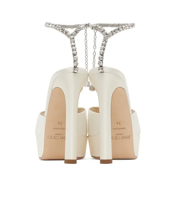 JIMMY CHOO Platform High Heel Sandals With Crystal Ankle Strap