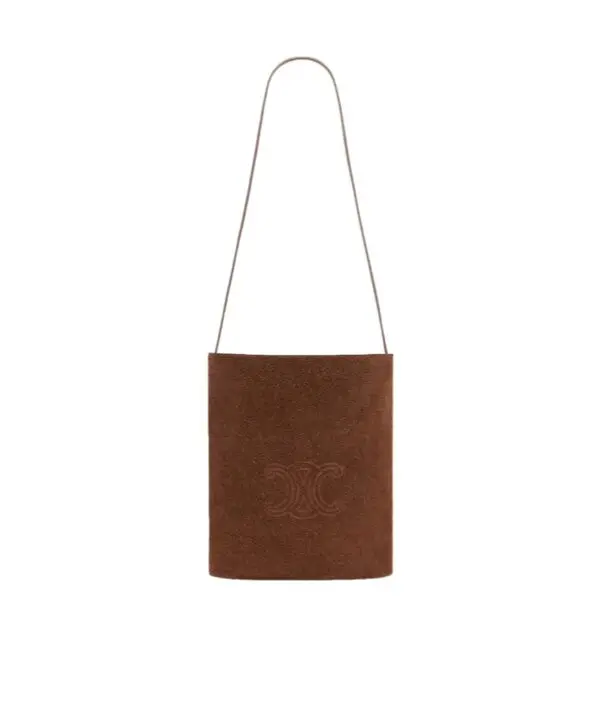 Celine Suede Calfskin Bucket Bag With Embossed Triomphe