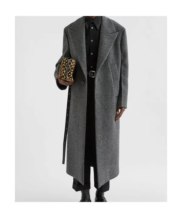 JIL SANDER Long Wool Gabardine Coat - Meteorite
